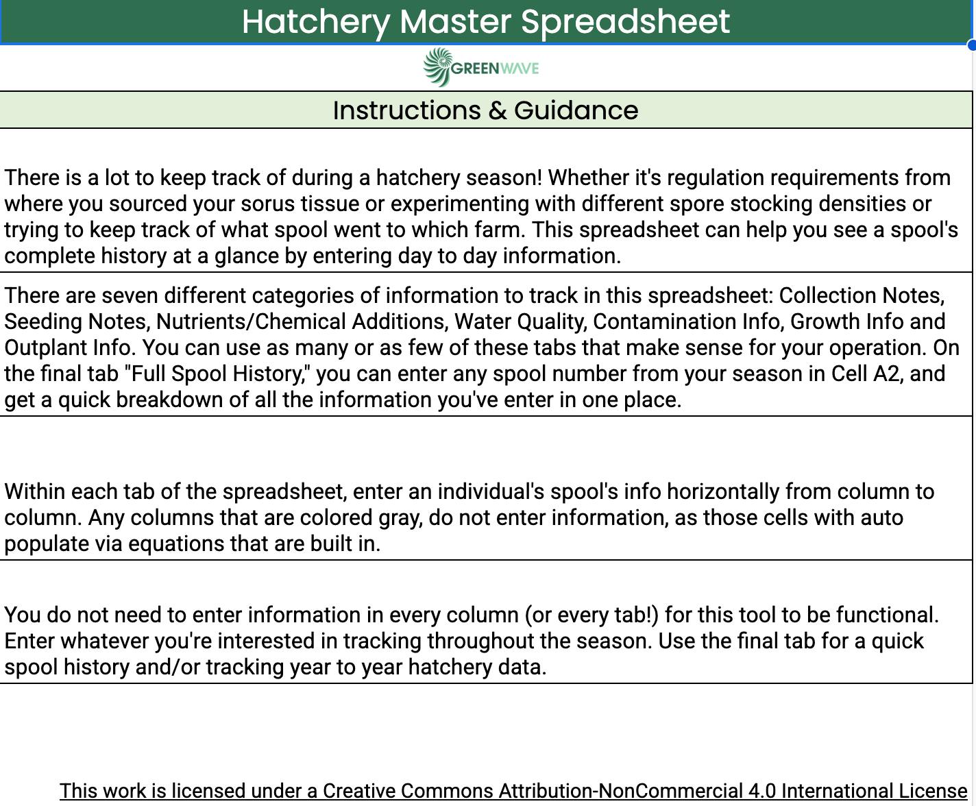 Hatchery Management Tracker - Spool Inventory & Data Log | Ocean ...