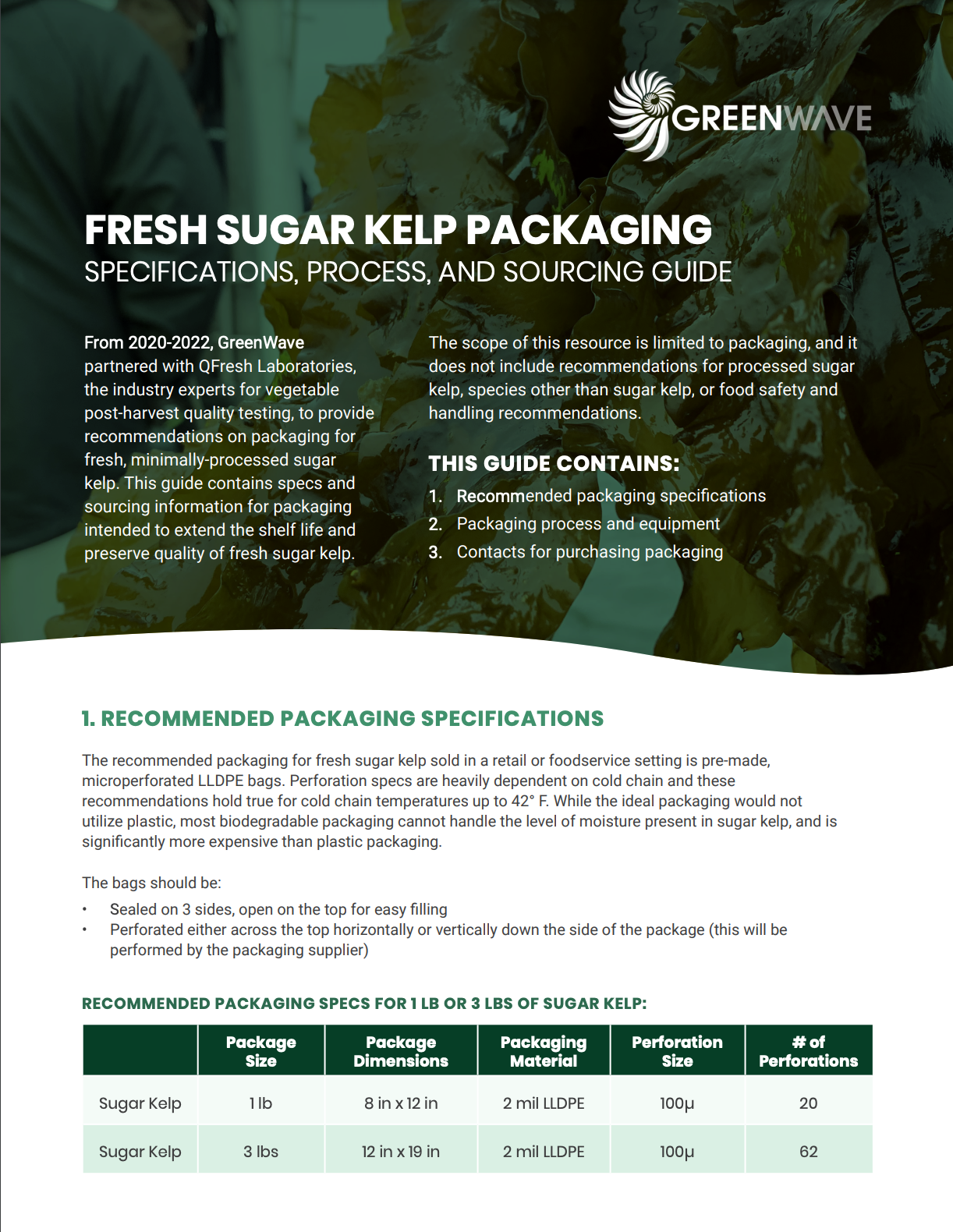 Fresh Sugar Kelp Packaging Guide | Ocean Farming Hub
